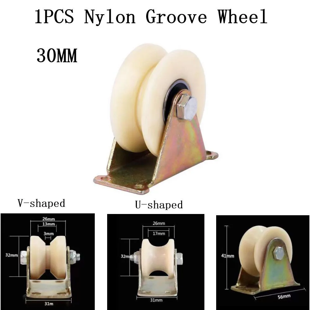 1-Pcs-Nylon-Grooved-Roller-Track-Pulley-V-U-V-Nylon-With-Stand-30mm-45 ...