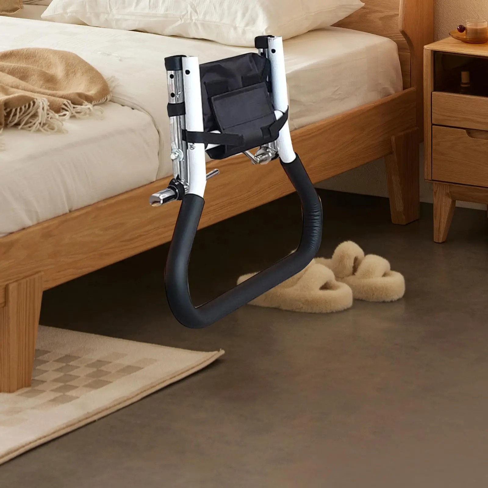 Seniors-Bed-Assist-Rail-with-Two-Grab-Bars-Double-Folding-Bedside ...