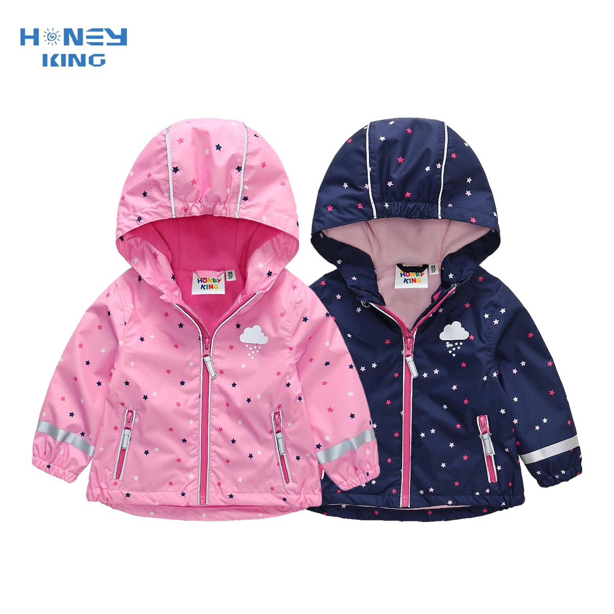 HONEYKING Baby Girls Fleece Jacket Softshell Kids Cartoon Waterproof ...