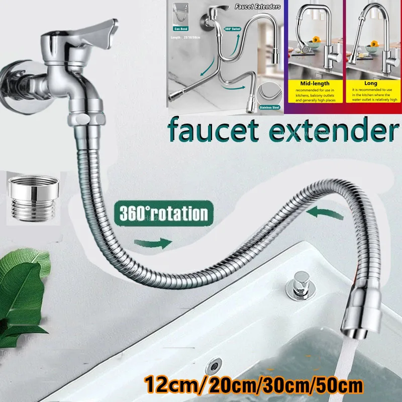 360-Rotation-Faucet-Extender-12-20-30-50cm-Anti-Splash-Nozzle-Aerator ...