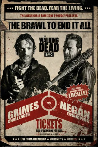 THE WALKING DEAD RICK VS NEGAN FIGHT Print Art Canvas Poster For Living ...