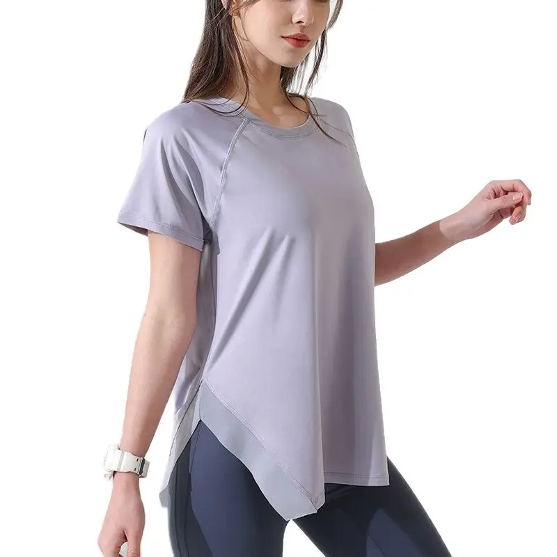 Sport Running T Shirt Women Gym Bouse Cover Butt Workout Top Quick Dry ...