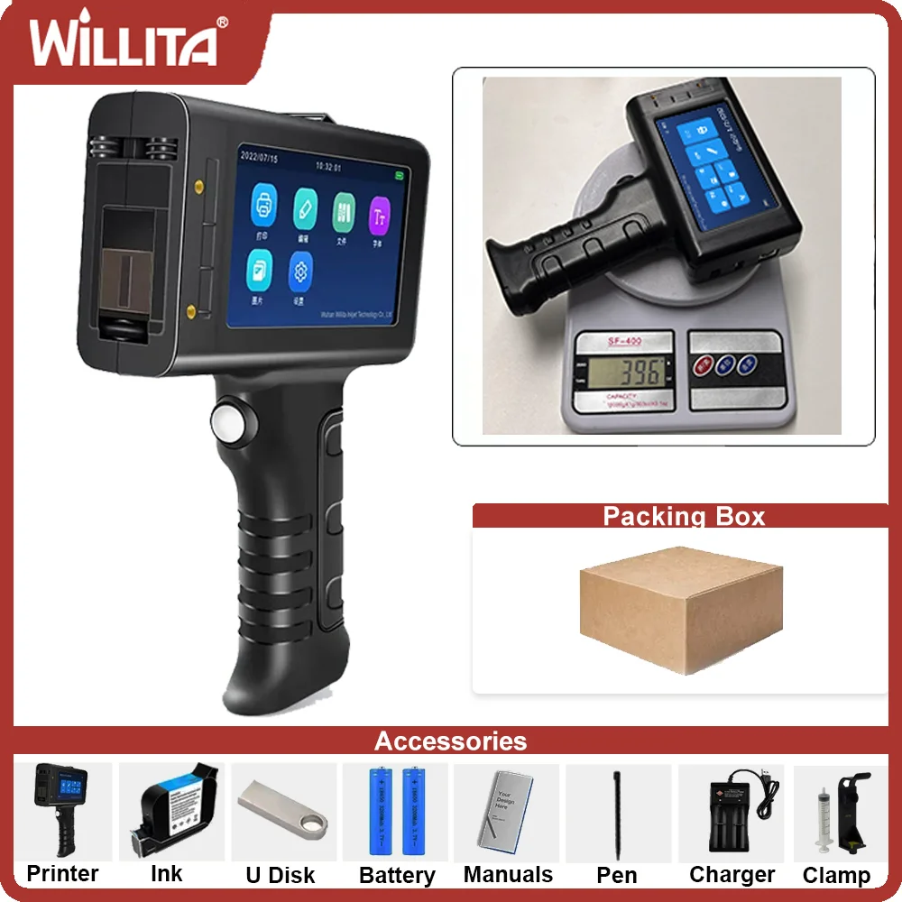 Label Printer Machine 600dpi Touch Handheld Coder Bar Batch Code Number ...