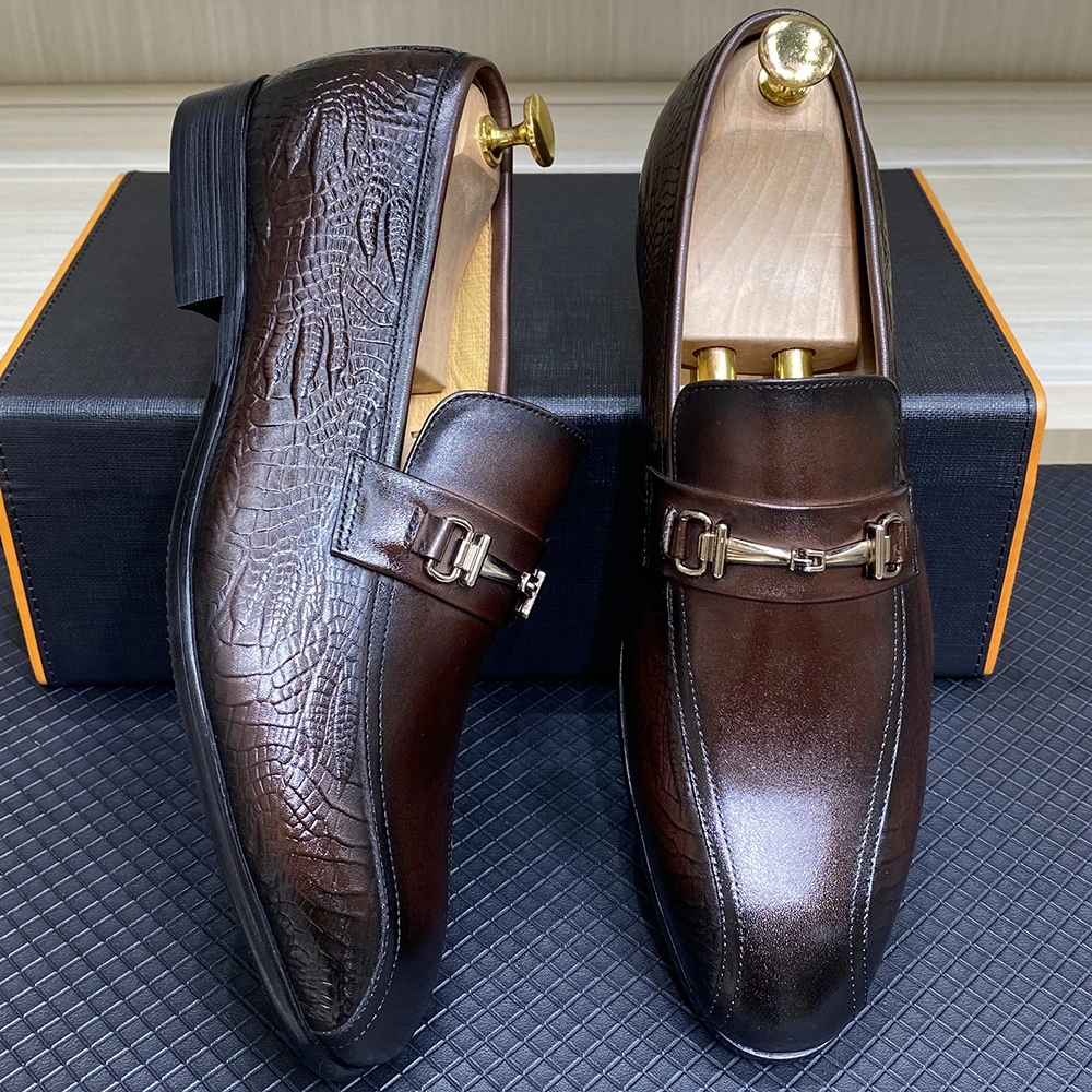 Classic Brand Designer Mens Penny Loafers Genuine Leather Slip On ...
