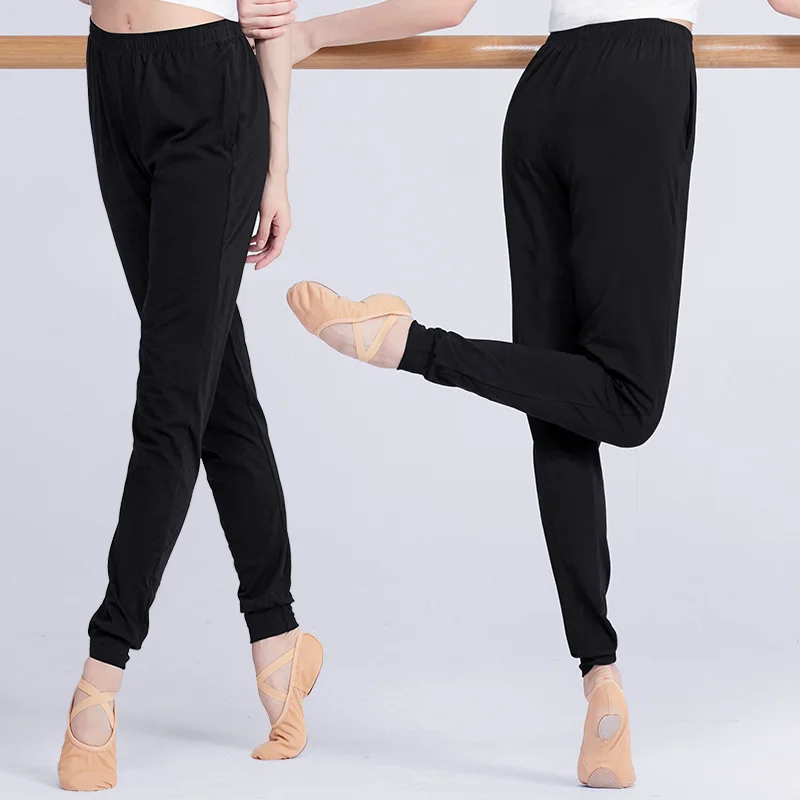 Women's Black Dance Pants Wide Leg Tapered Ballet Practice Yoga ...