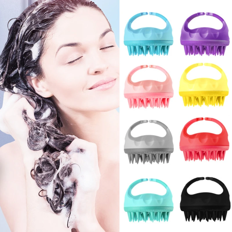 New Scalp Massager Washing Comb Shampoo Scrubber Silicone Bristles Hair ...