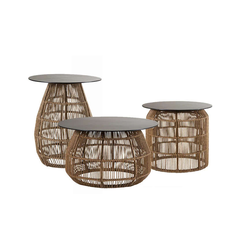 Outdoor-coffee-table-woven-with-rattan-circular-balcony-corner-outdoor ...