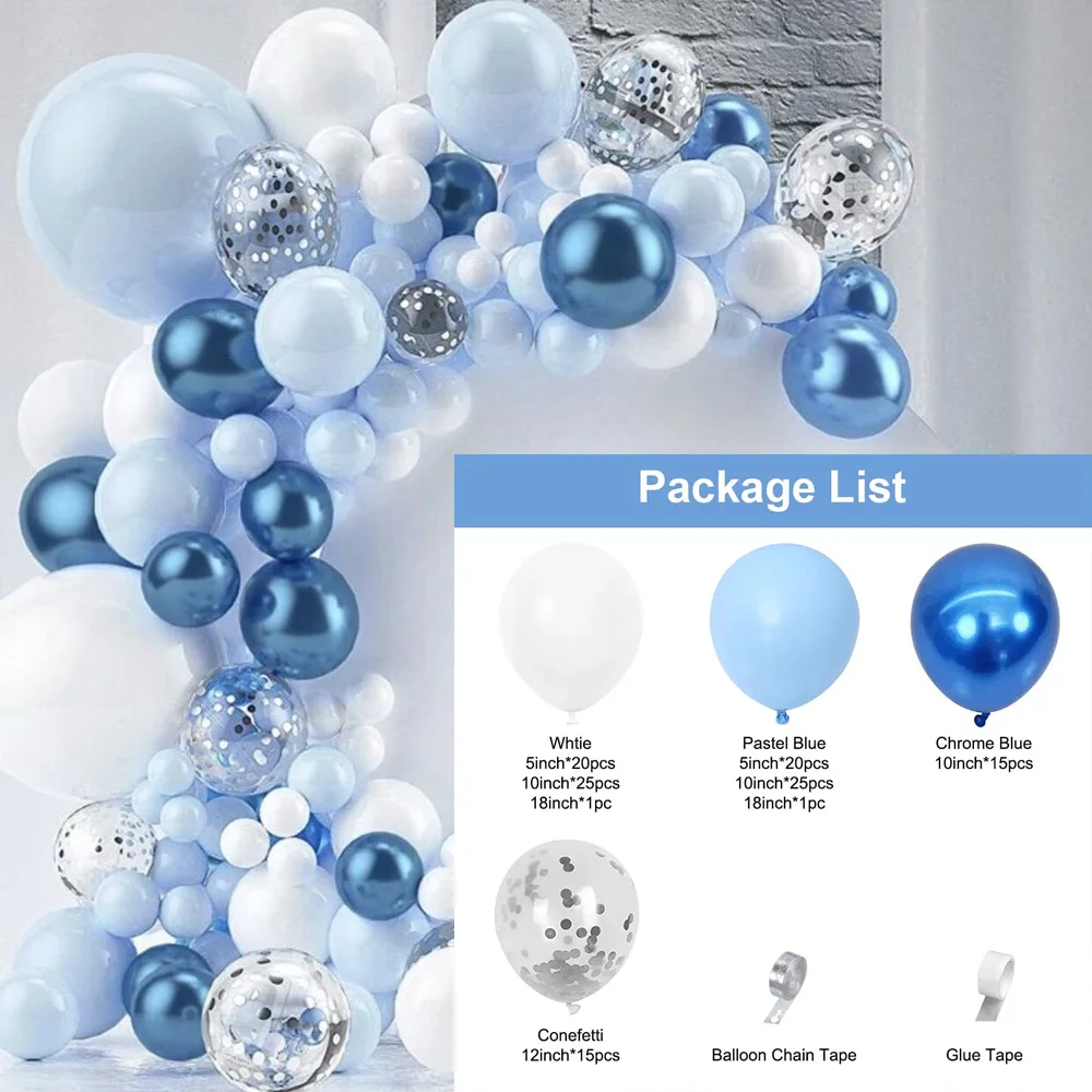 122Pcs-Metal-Blue-Macaron-Balloon-Arch-Garland-Silver-Confetti ...