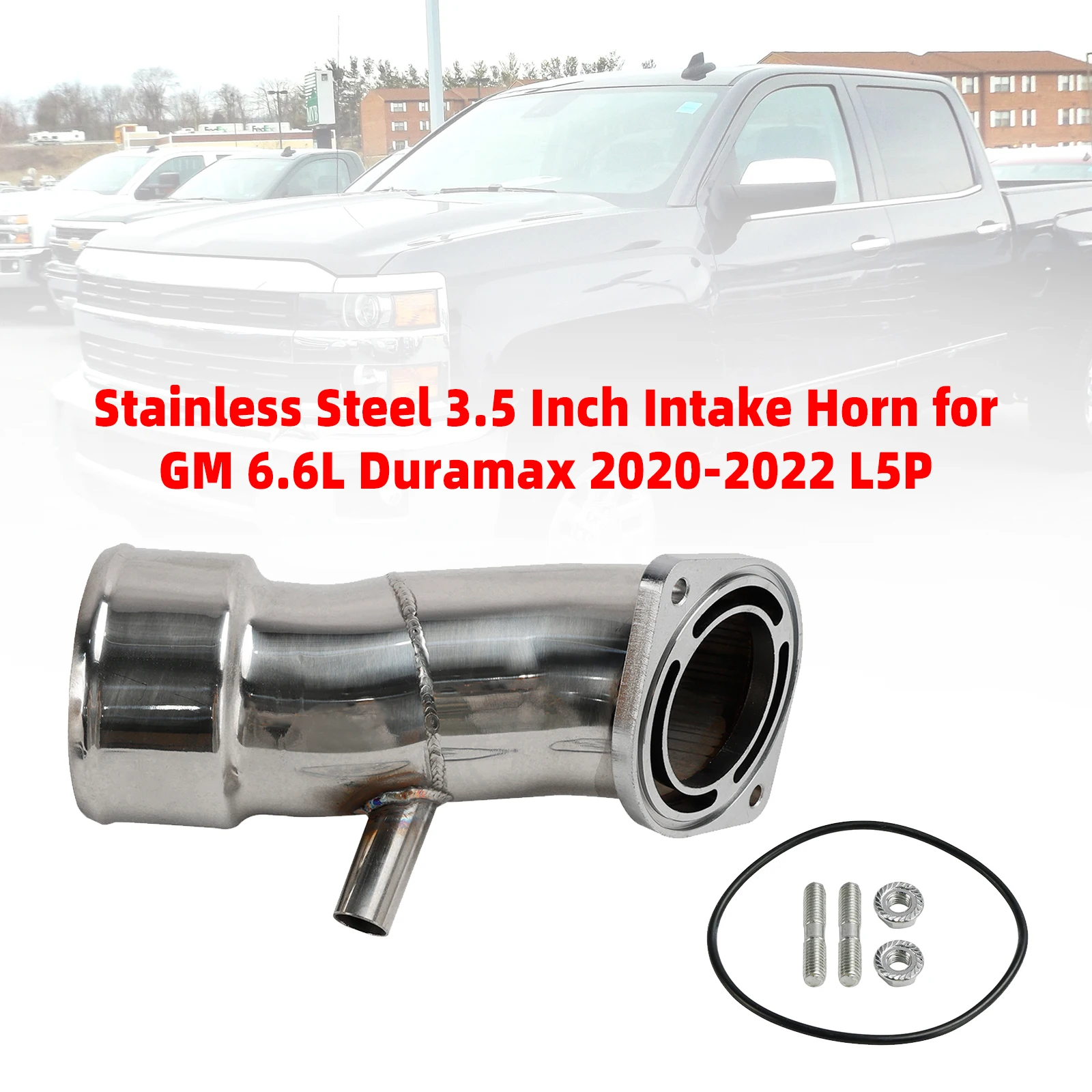 Areyourshop-Stainless-Steel-3-5-Inch-Intake-Horn-for-GM-6-6L-Duramax ...