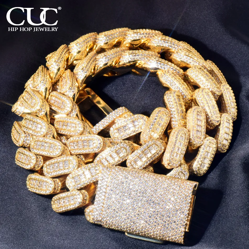 CUC-28mm-Big-Hip-Hop-Necklace-Men-s-Thick-Heavy-Miami-Baugette-Cuban ...