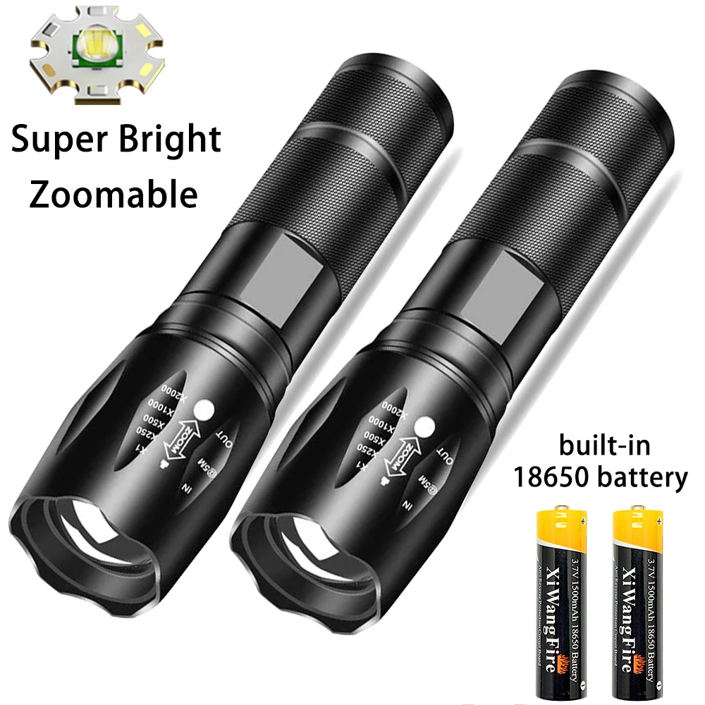 Portable-Powerful-XML-T6-LED-Flashlight-Waterproof-Lantern-Torch-Use-18650-Rechargeable-Battery ...