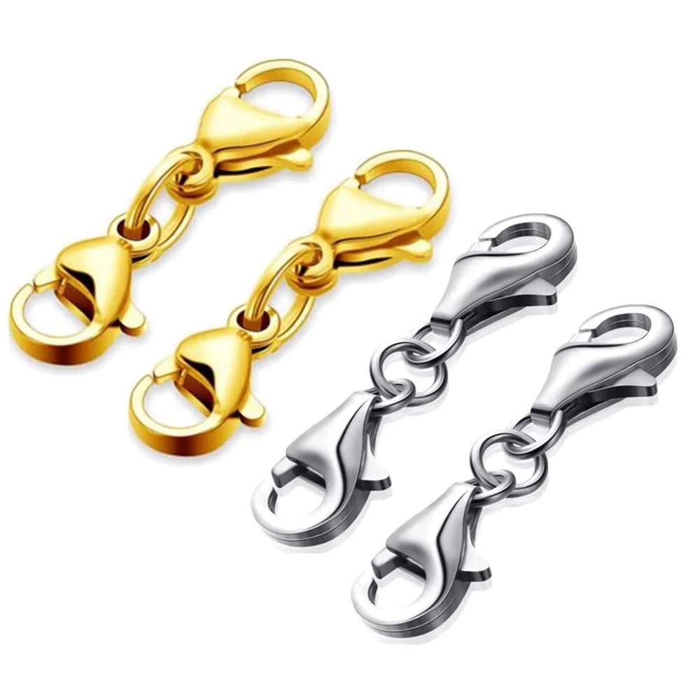 5pcs Stainless Steel Double Button Lobster Clasp Hooks Chain Closure ...