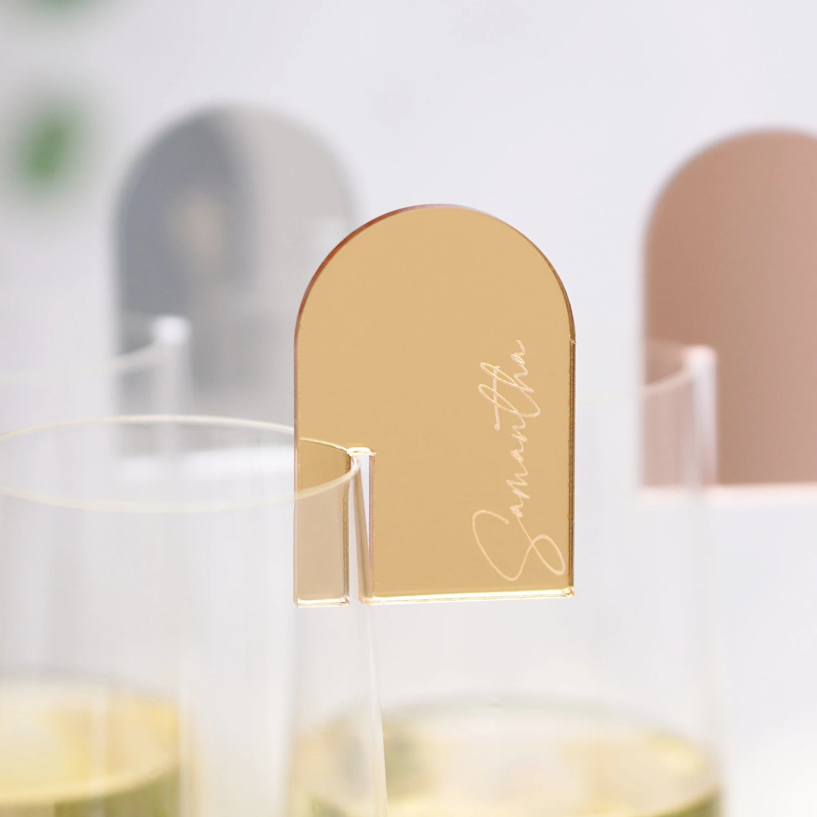 Gold Acrylic Arch Cocktail Glass Charm Drink Tag Blank Marker Wedding ...