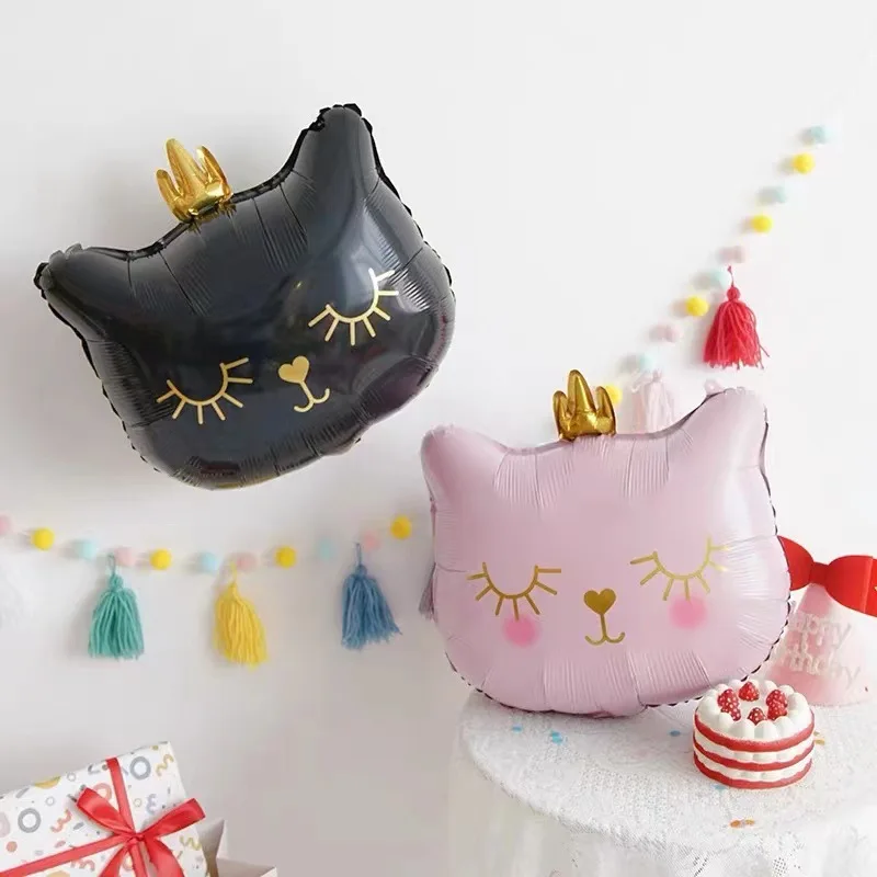 1PC-Big-Crown-Cat-Head-Balloon-Foil-Balloons-Children-Girls-Birthday ...