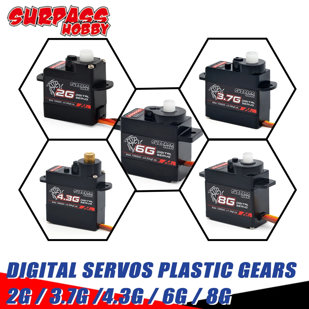 Surpass Hobby Micro Servo Digital de 2g, 3,7g, 4,3g, 6g, 8g, engranaje ...