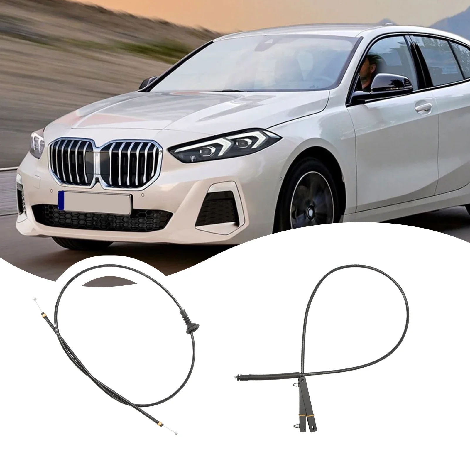 2 PCS Car Front Hood Latch Lock Release Cable For BMW E87 116i 118i ...