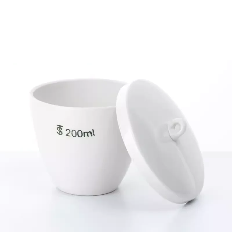 Laboratory ceramic crucible curved bowl with lid high temperature ...