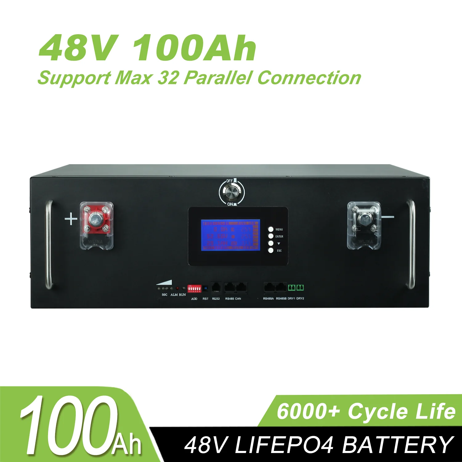 48v 100ah 200ah lifepo4 bateria embutida bms 5.12kwh 32 paralela can/rs485 protocolo de ...