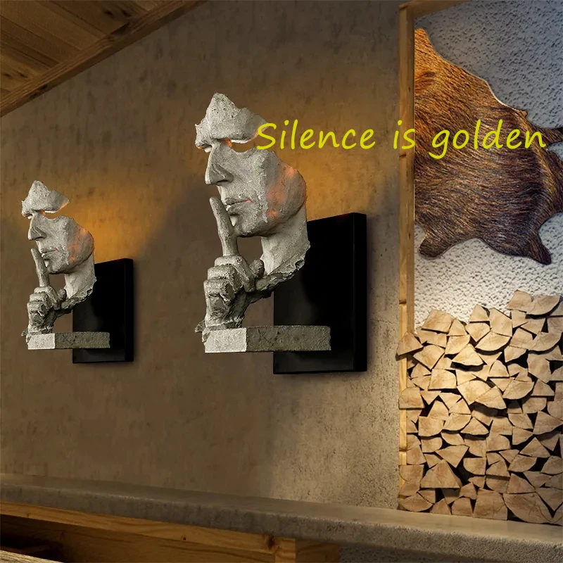 American-Retro-Loft-Face-Wall-Lamp-Resin-Wall-Lights-Creative-Led ...