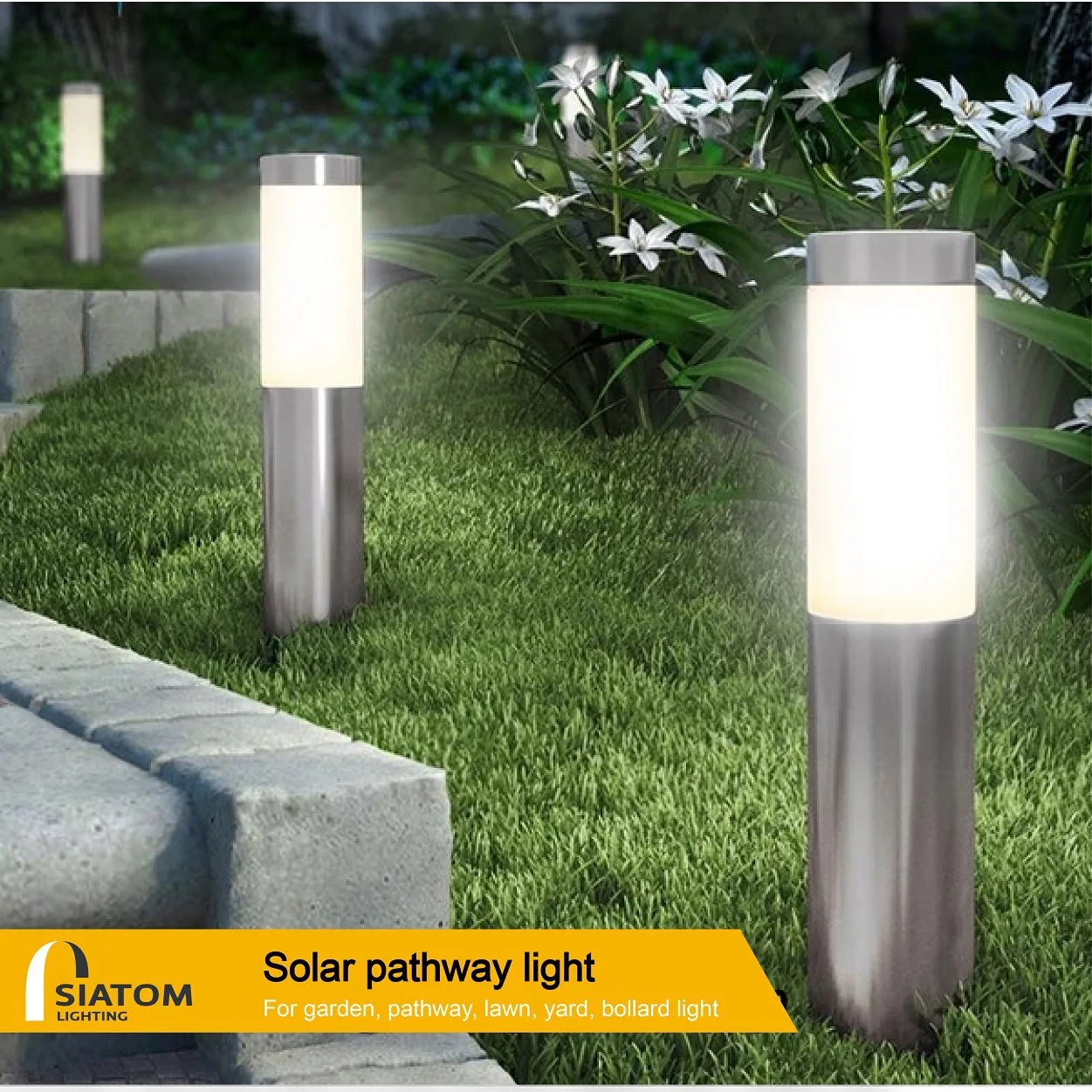 Waterproof-Stainless-Steel-LED-Solar-Light-Smart-Garden-Lamp-Pathway ...