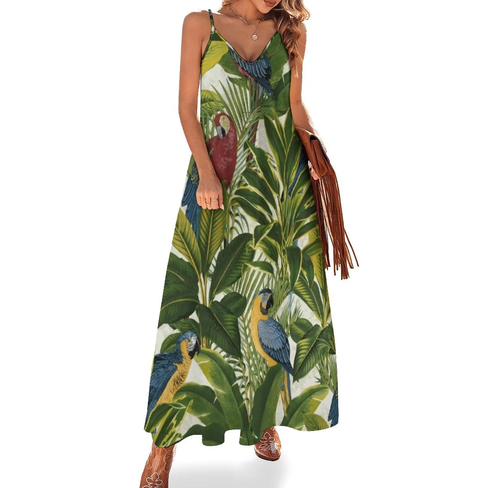 Jungle-Parrot-Pattern-Sleeveless-Dress-evening-dress-ladies-dress ...