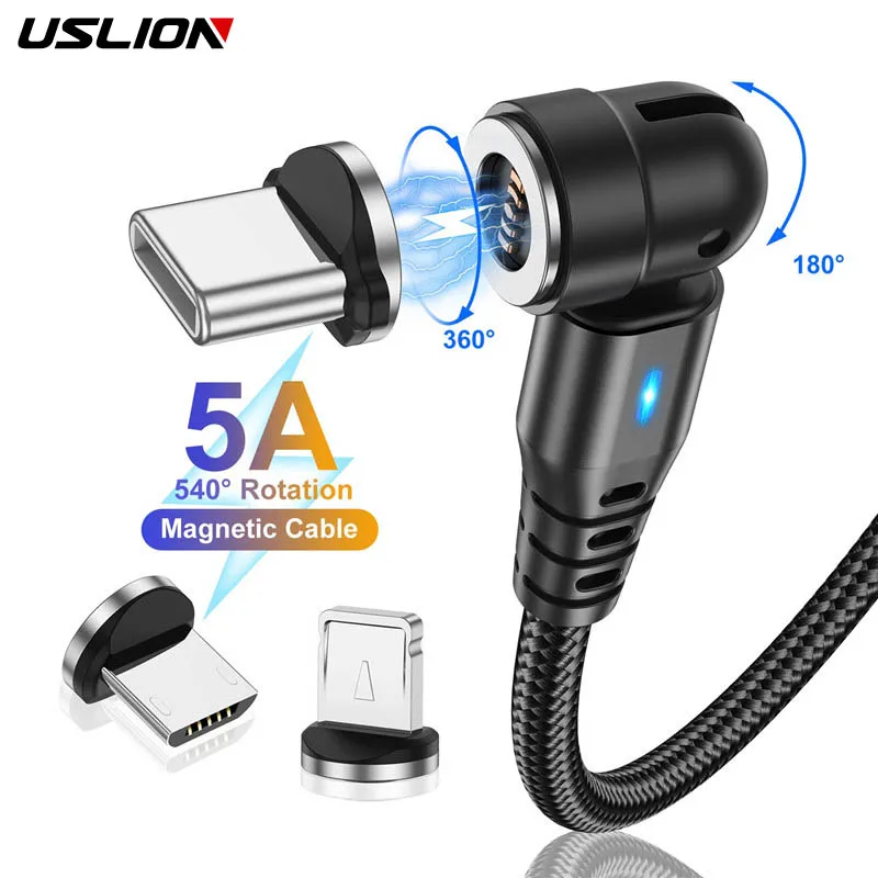 5a-magnetisches-Kabel-540-drehen-schnell-aufladen-Typ-c-Kabel-Mikro-USB ...