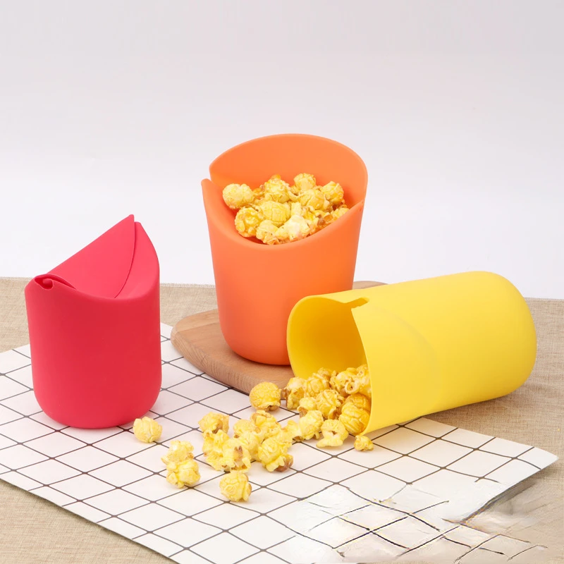 Silicone Popcorn Bucket Foldable DIY Microwave Popcorn Maker Fruit Tray ...