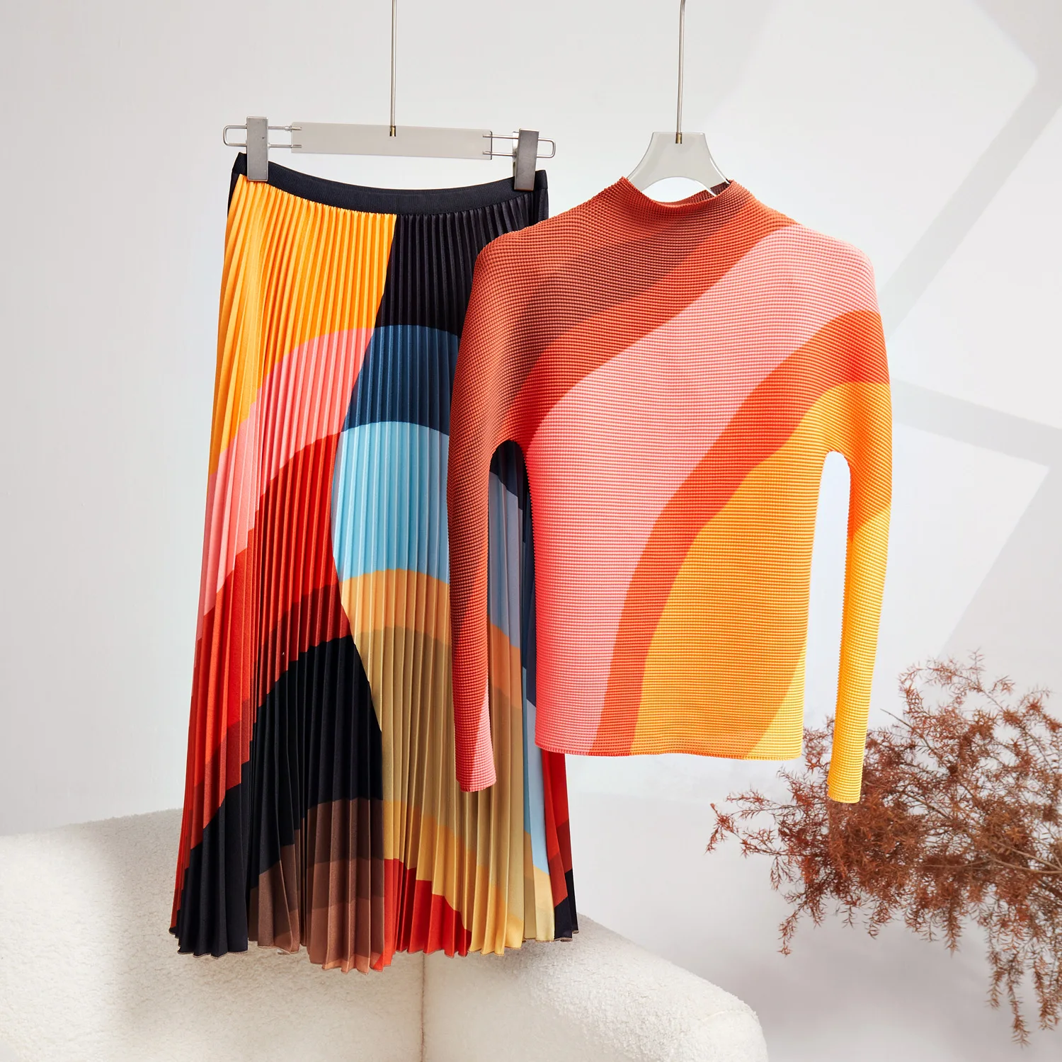 2023-new-women-s-fashion-temperament-printed-suit-female-pleated-two ...