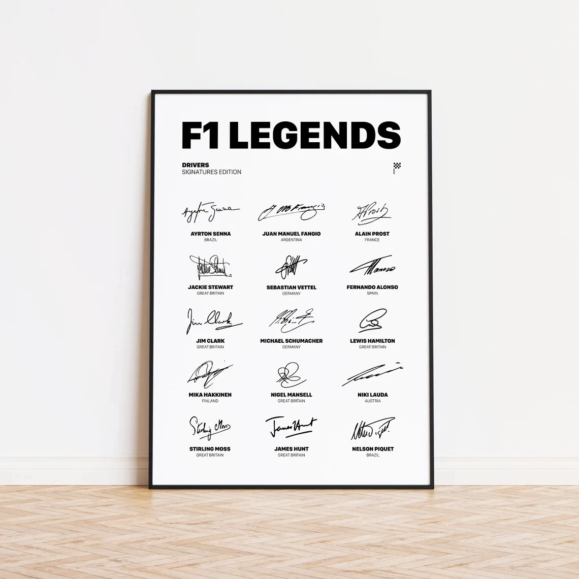 F1-Drivers-Legends-Posters-Signature-Wall-Art-Prints-Formula-1-Racing ...
