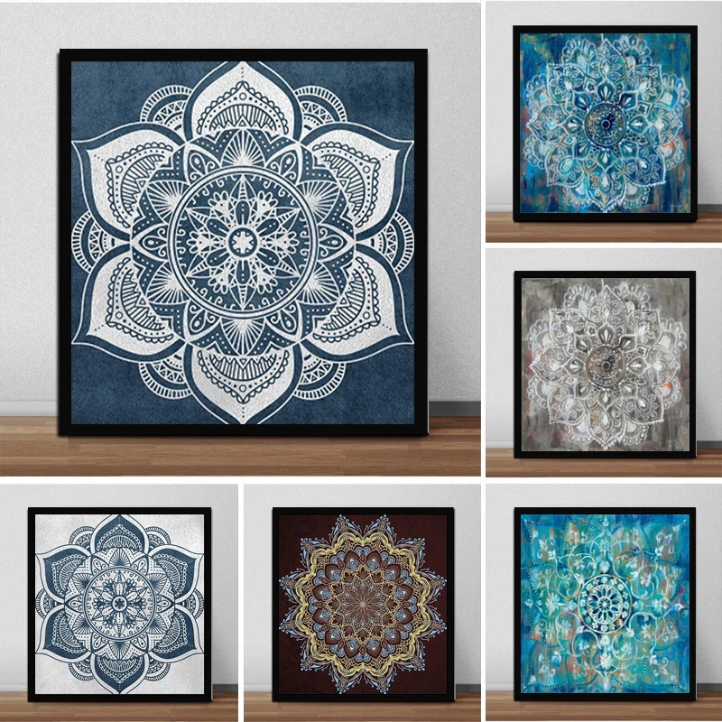 Modern-Bright-Color-Canvas-Painting-Abstract-Mandala-Flower-Posters-and ...