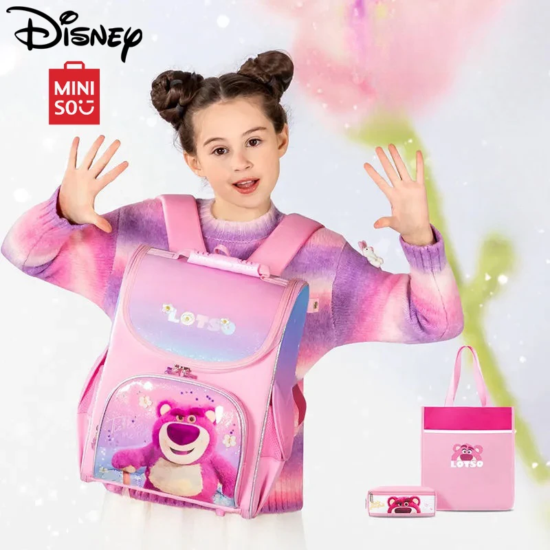 MINISO-Disney-Lotso-Backpack-Kawaii-Elsa-Soft-Breathable-Book-Bag-Large ...