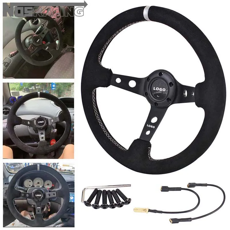 JDM-14inch-350mm-Steering-Wheel-Suede-Deep-Dish-Universal-Drift-Rally ...