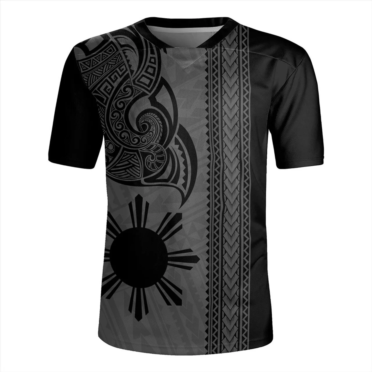 3D Polynesian Philippines Filipinos Rugby-Jersey Printed V-Neck T Shirt ...