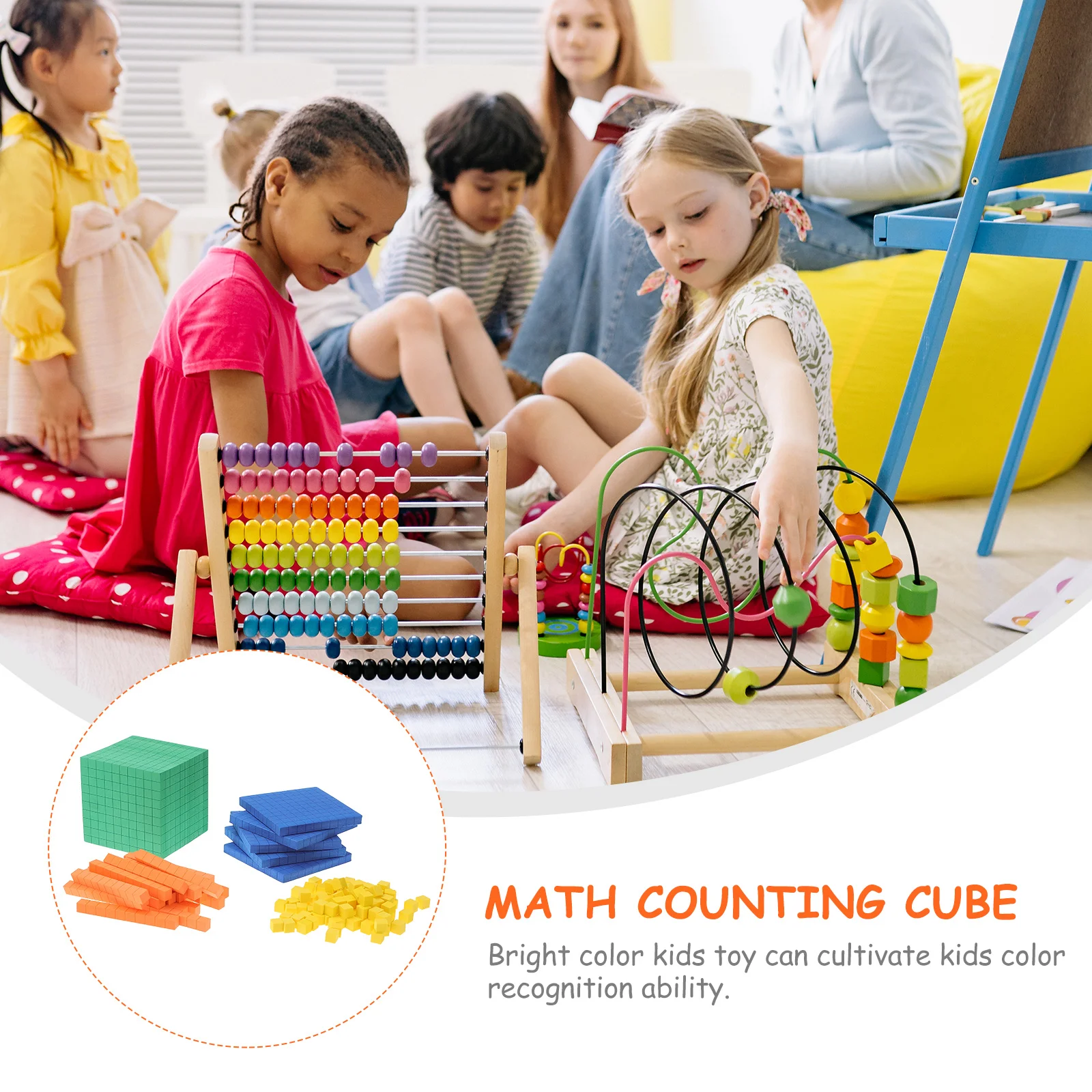 Math Blocks Counting Cubes Toy Kids Educational Base Manipulatives Ten ...