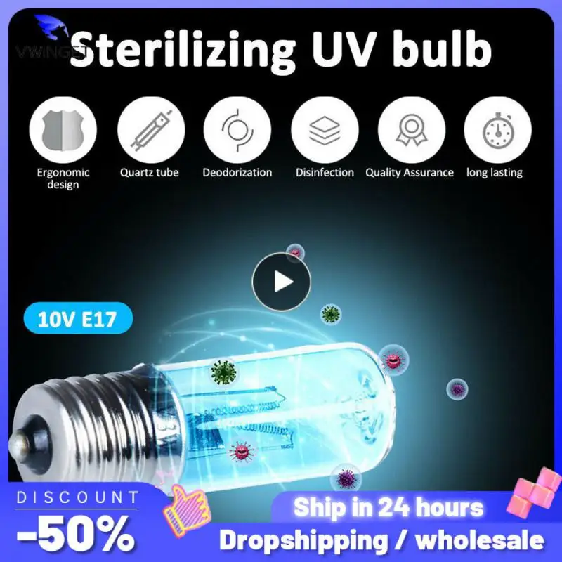 1-10PCS-Hot-Selling-E17-UVC-Ultraviolet-UV-Light-Tube-Bulb-3W-Disinfection-Lamp-Ozone ...