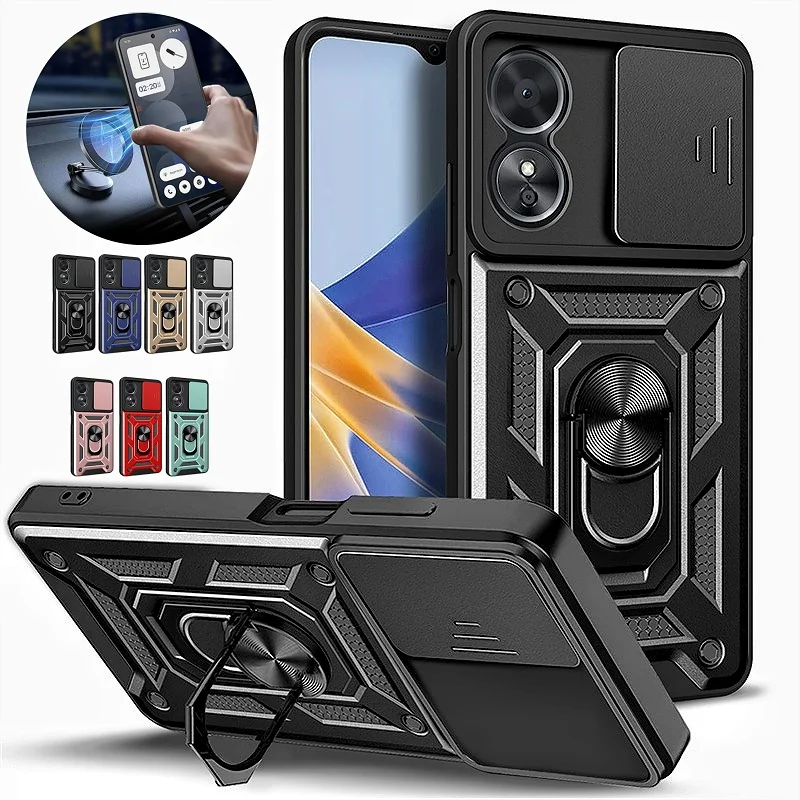 Slide Lens Protect Armor Case For OPPO A17 A15 A16 A18 A38 A58 A78 4G ...
