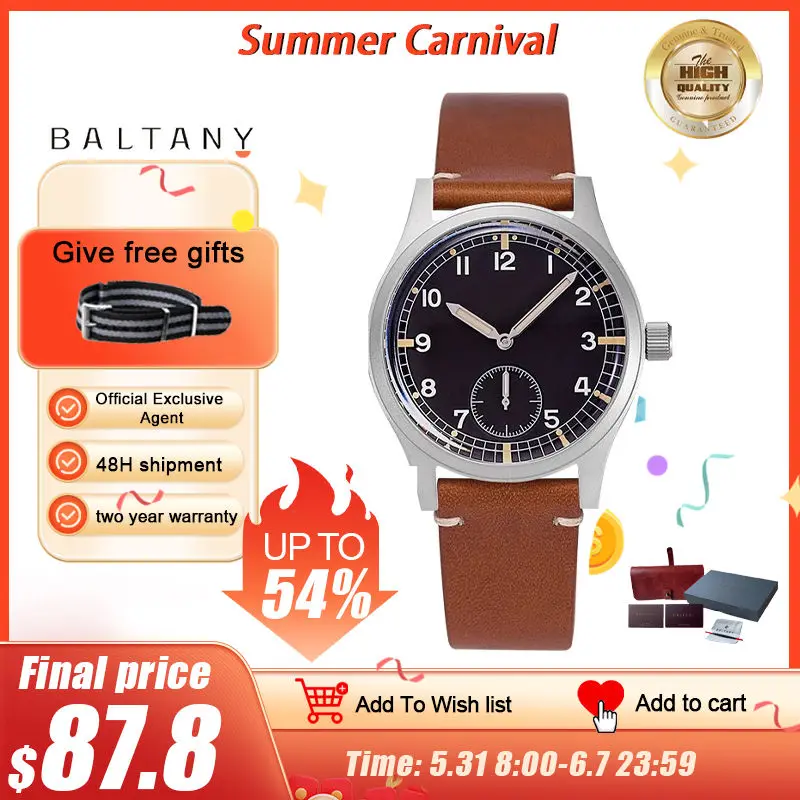 Baltany-Dirty-Dozen-Collection-Vintage-Quartz-36mm-Min-Wristwatch-Small-Seconds-VD78-Move ...