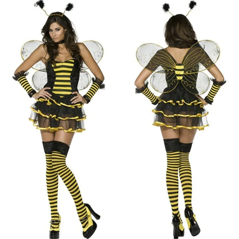 Halloween Sexy Bee Ladybug Corset Dress Cosplay Costume Adult Insect ...