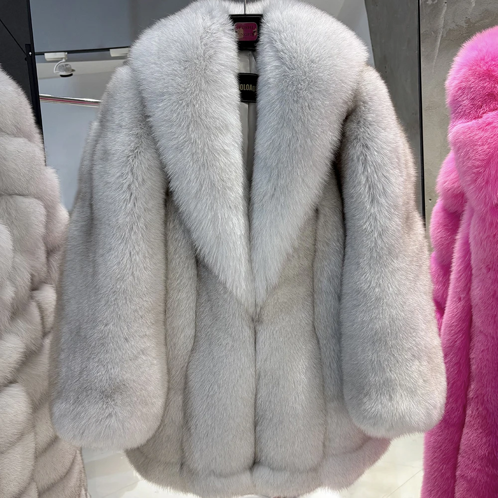 YOLOAgain 2025 Winter Warm Real Fox Fur Jacket Women Big Turn-down ...