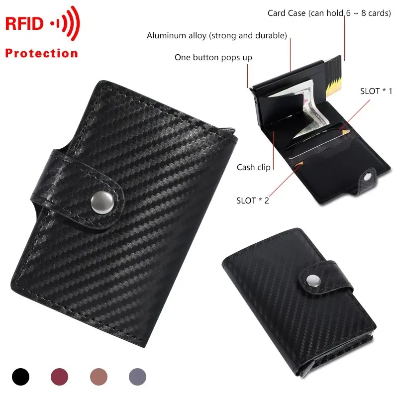 Cartera-de-aluminio-Rfid-para-hombre-tarjetero-de-fibra-de-carbono ...