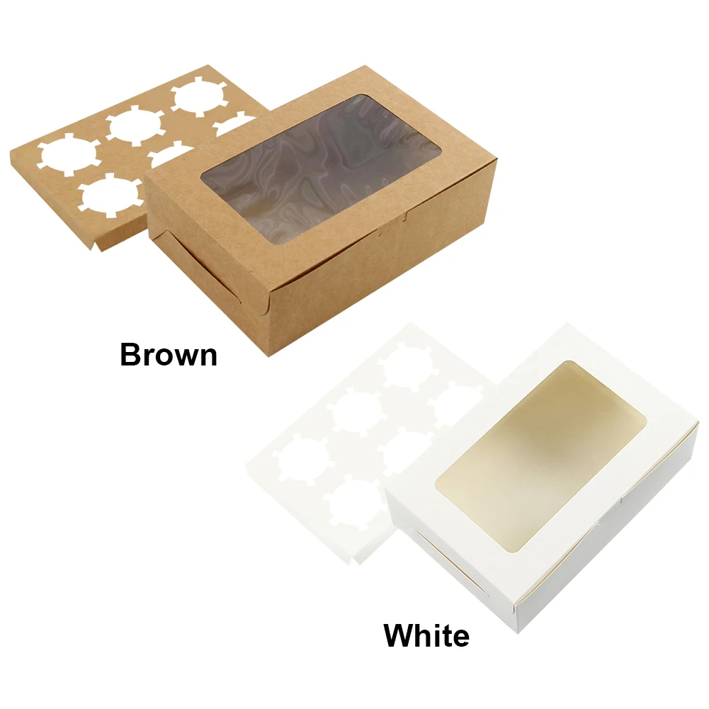 Cookie Boxes with Window and Inserts 6 Count Food Grade Treat Boxes ...