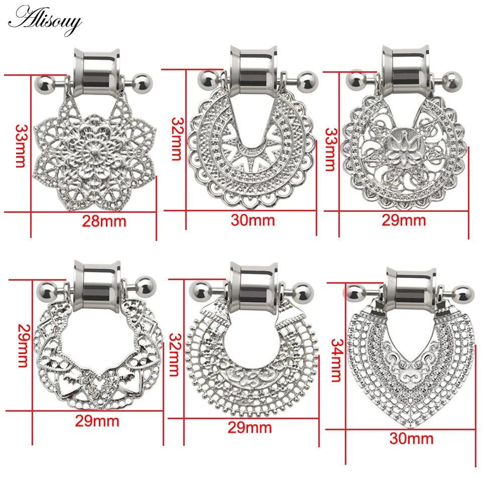 Alisouy 2PC Stainless Steel Dangle Ear Expander Flare Flesh Expansion ...