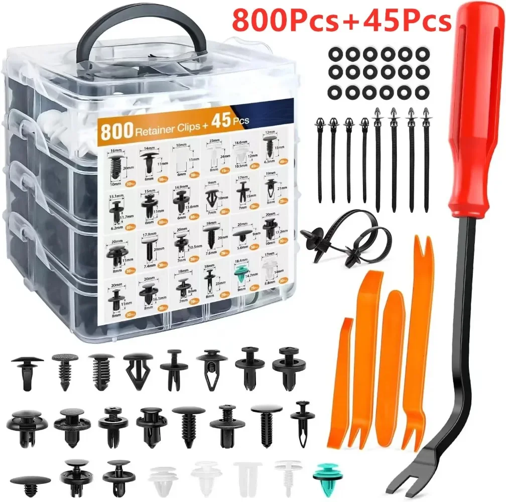 800pcs-Car-Fastener-Clip-Kit-Fender-Rivet-Clips-Auto-Body-Push-Retainer ...