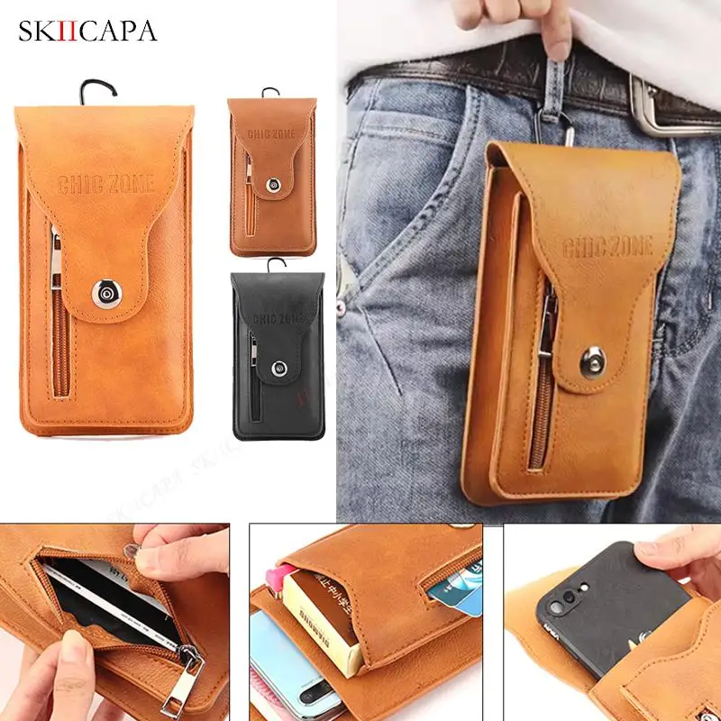 Universal-Leather-Phone-Pouch-For-Samsung-Galaxy-S24-Ultra-Plus-Zipper ...