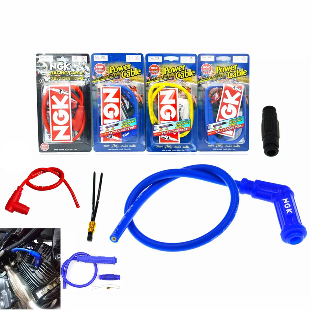 Universal-Motorcycle-Spark-Plug-Iridium-Power-Cable-Wires-Cap-Cover ...