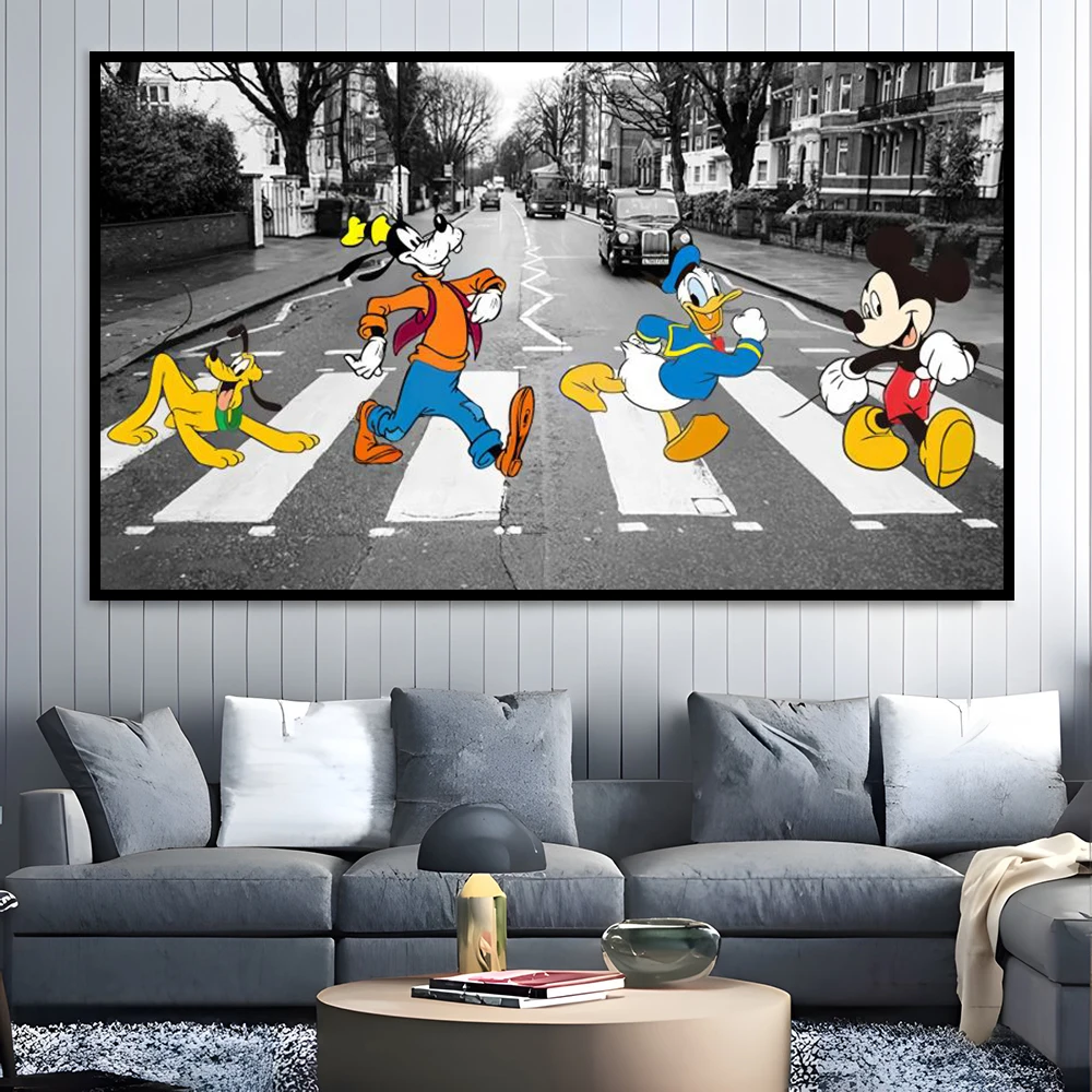 MINISO Disney Anime Cartoon Wall Art Canvas Posters Mickey Mouse Donald ...