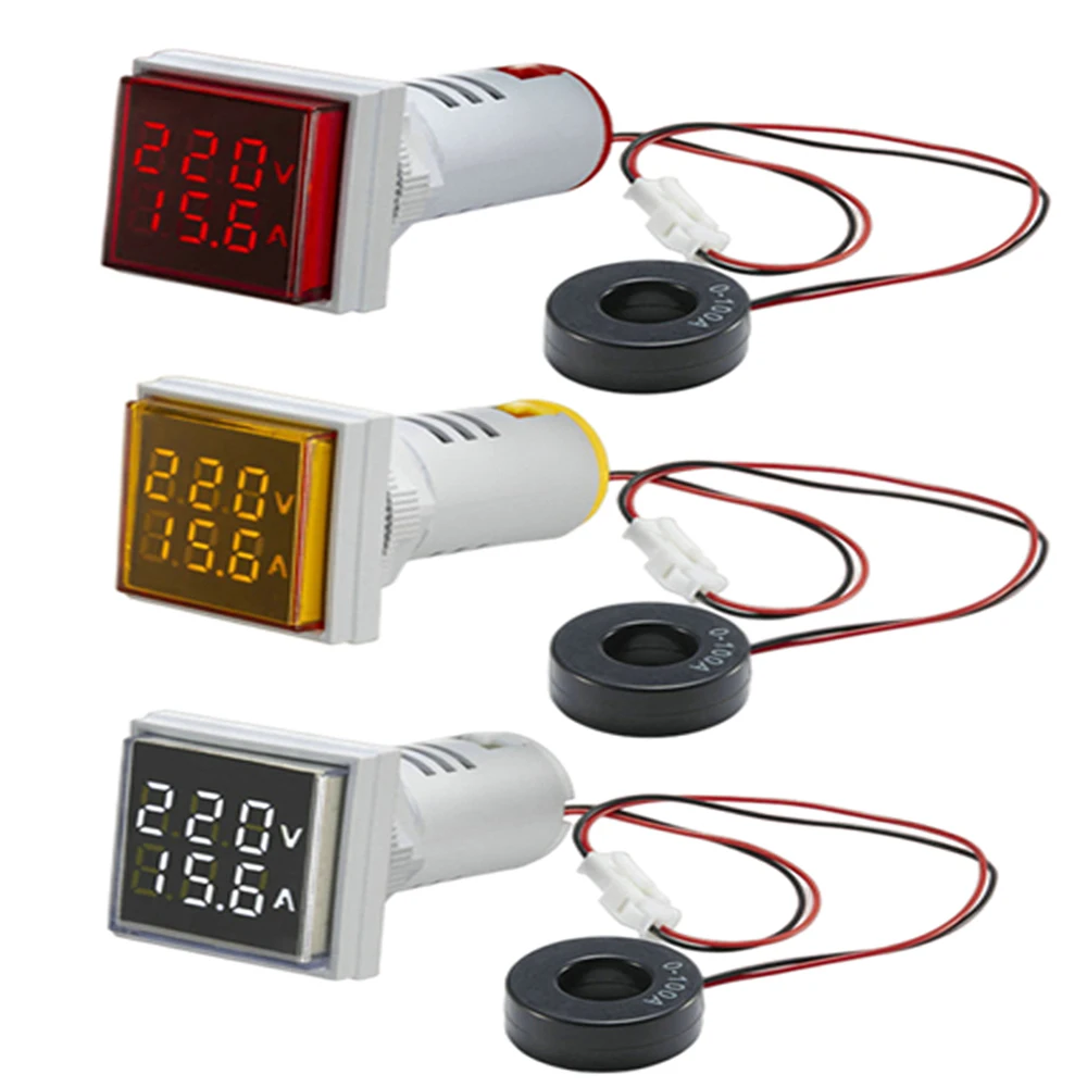 AC-50-500V-0-100A-Square-LED-Digital-Voltmeter-Ammeter-110V-220V ...