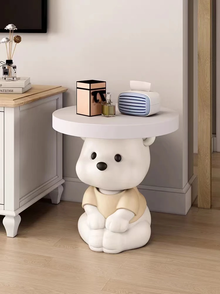 Bear Coffee Table Home Decoration Animal Sculpture Modern Small Round ...