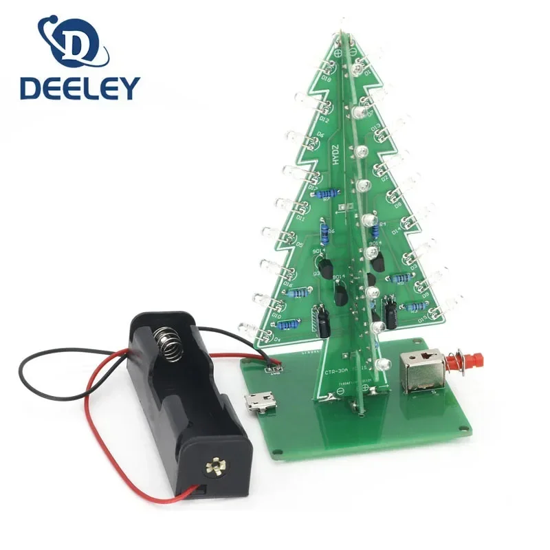 Three-Dimensional-3D-Christmas-Tree-LED-DIY-Kit-Red-Green-Yellow-LED ...