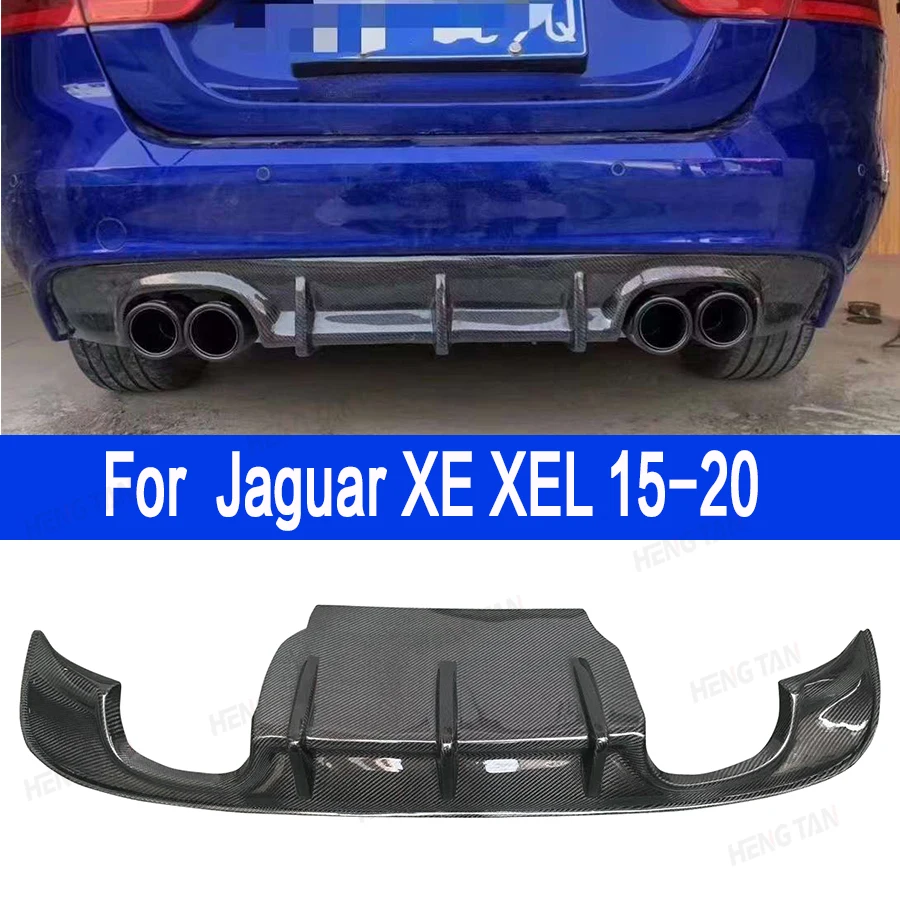 For Jaguar XE XEL 2015-2020 High quality Carbon Fiber Rear Lip Diffuser Back Bumper Spoiler ...